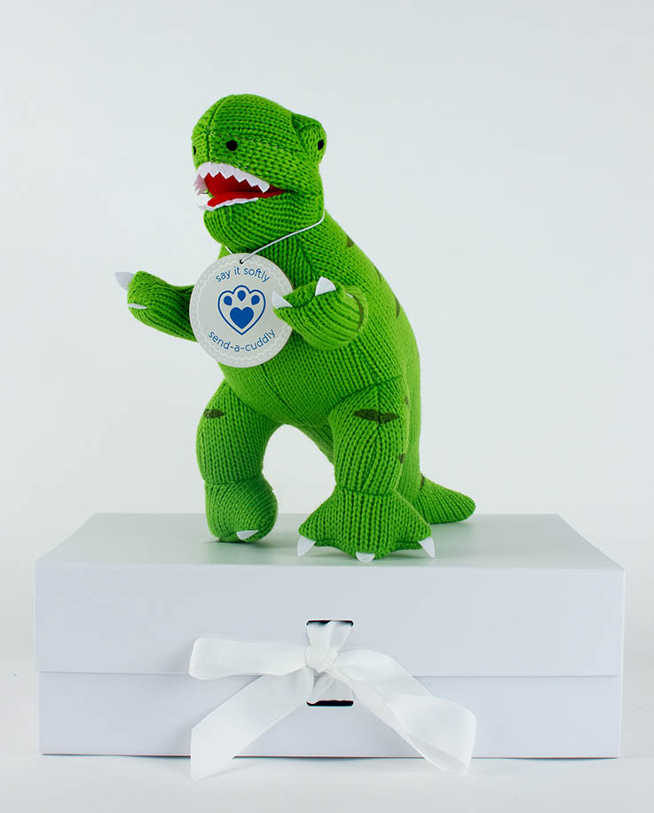Knitted T. rex - Green | T. rex Dinosaur Soft Toy | Send a Cuddly
