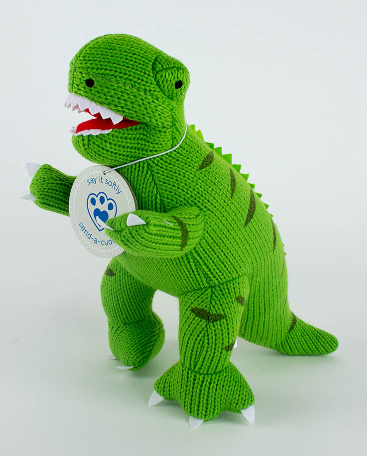 Knitted T. rex - Green | T. rex Dinosaur Soft Toy | Send a Cuddly