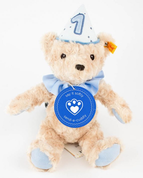 First Birthday Teddy Bear with Musical Box - Blue | Gorgeous Steiff ...