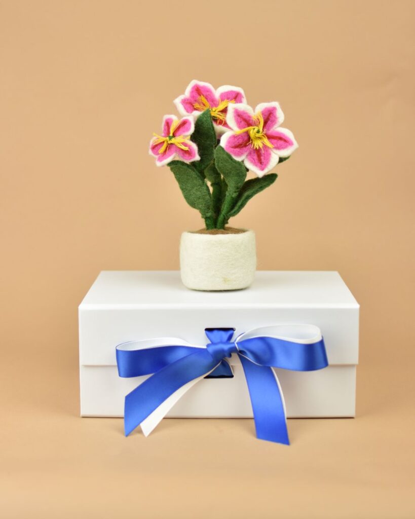 Cuddly Lily Pot Gift | Pink Lily flower Soft Toy | Perfect summery gift
